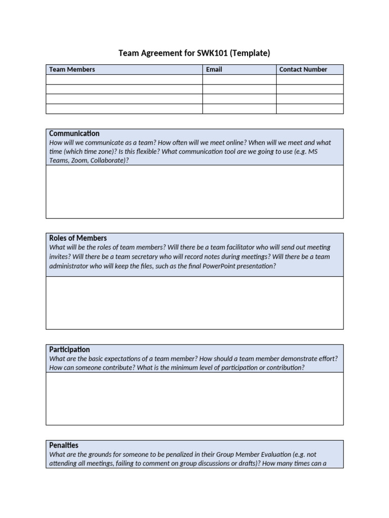 SWK101 Team Agreement | PDF