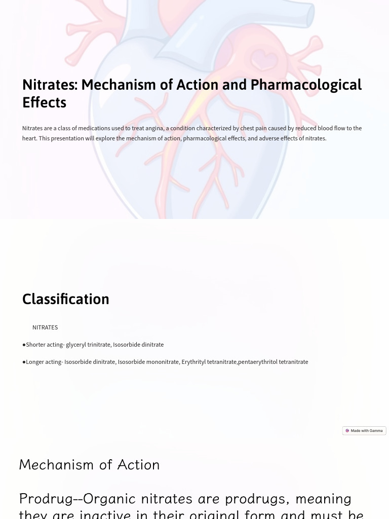 Nitrates Mechanism of Action and Pharmacological Effects | PDF ...