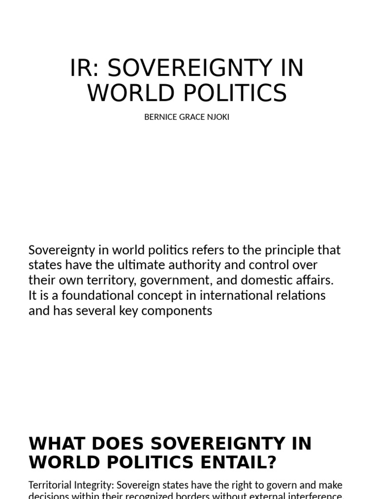 Ir Sovereignty in World Politics | PDF | Sovereignty | International Law