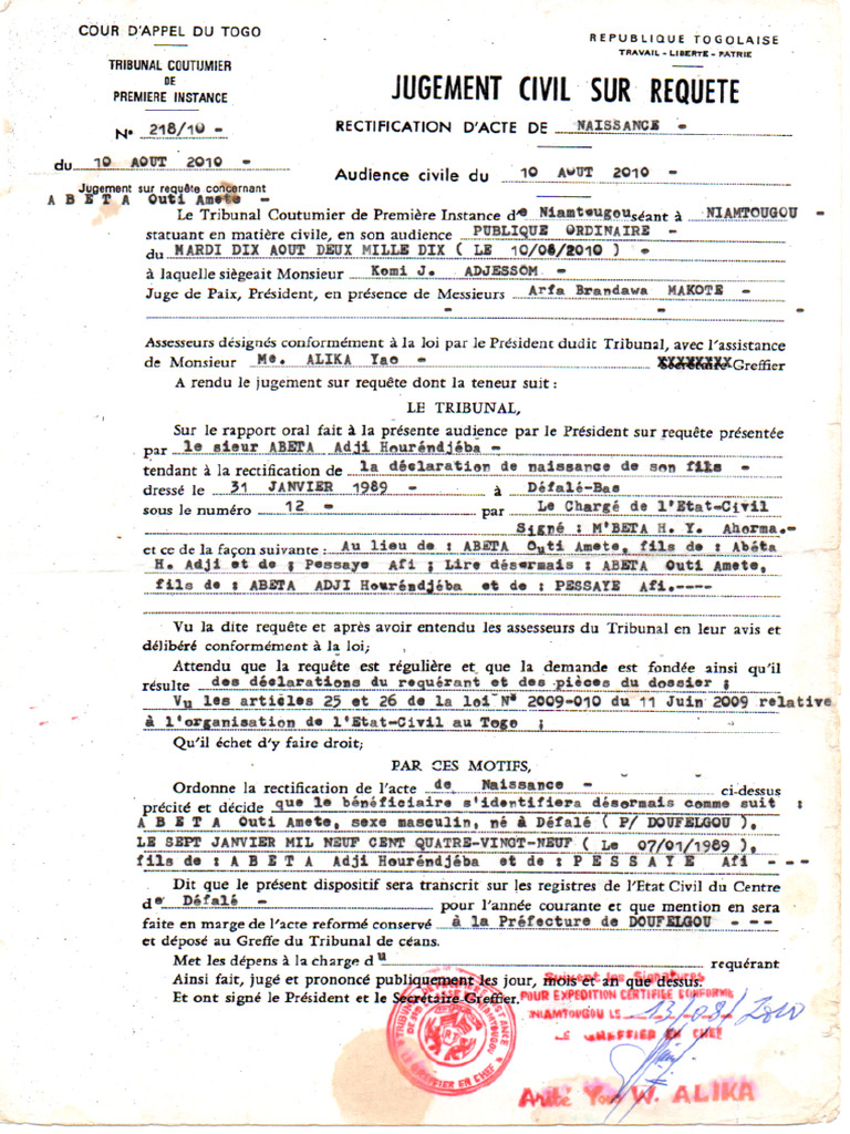 Certificat de Naissance | PDF