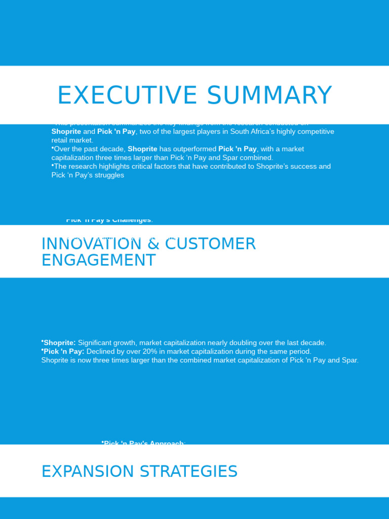Executive Summary: Shoprite Pick 'N Pay Shoprite Pick 'N Pay | PDF ...