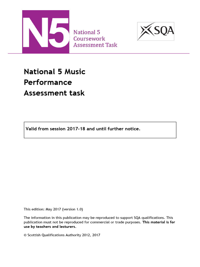 SQA Music Nat 5 Performance | PDF | Tempo | Accuracy And Precision