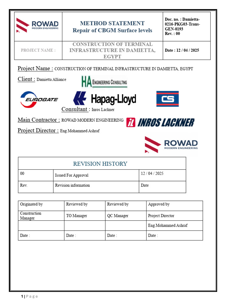 MOS of Repair of CBGM Surface levels | PDF | Personal Protective ...