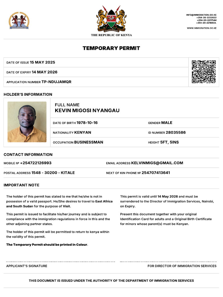 TP Ndujamqr Temporary Permit | PDF