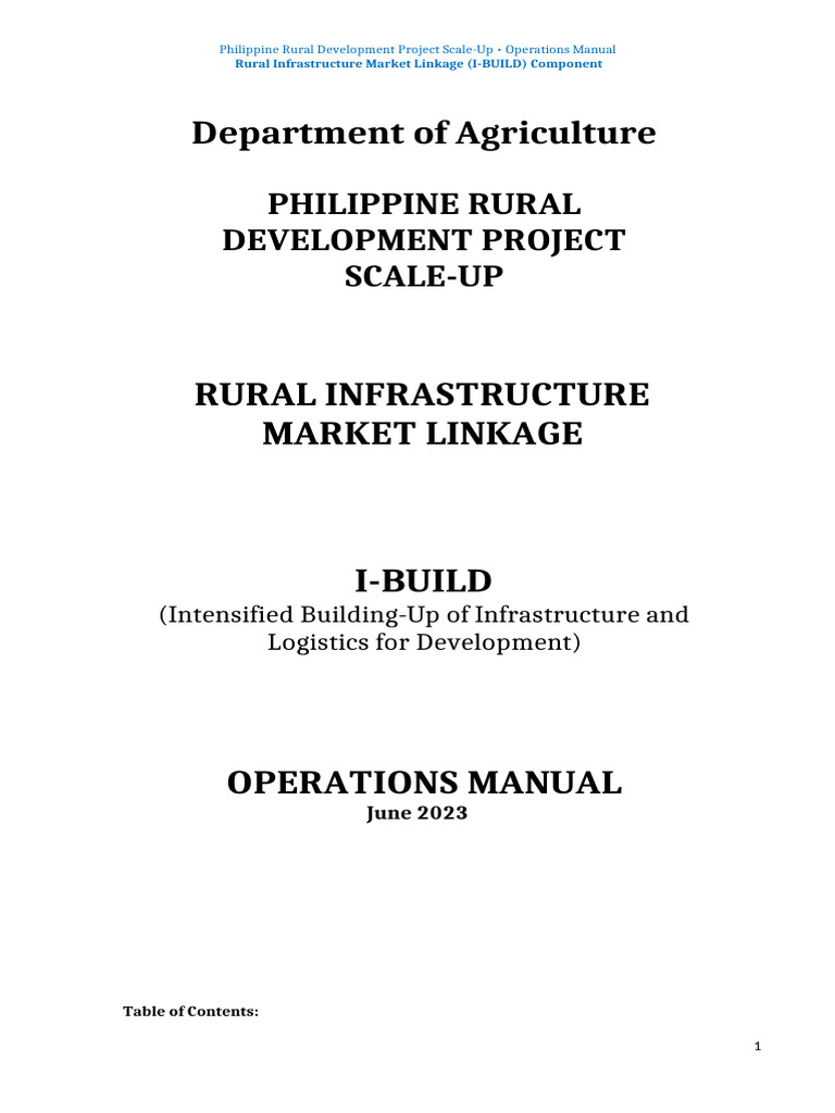 PRDP Scale-Up IBUILD Operations Manual - October 2023 | PDF | Climate ...