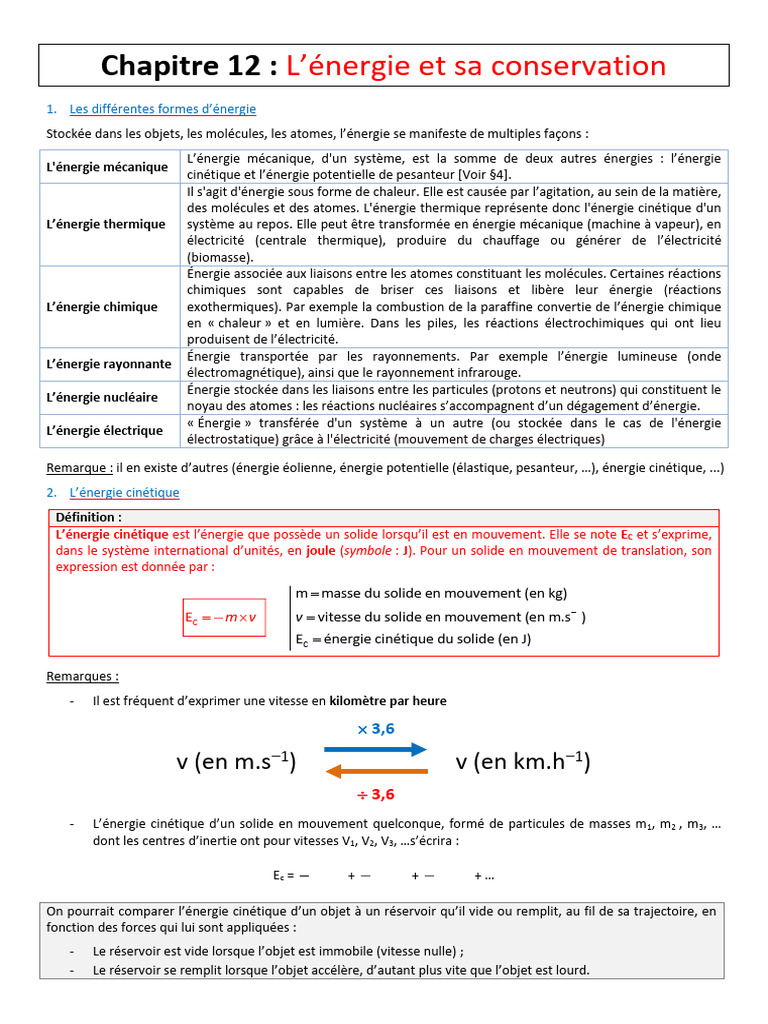Énergie cinétique et conservation | PDF | Atomes | Énergie kinétique