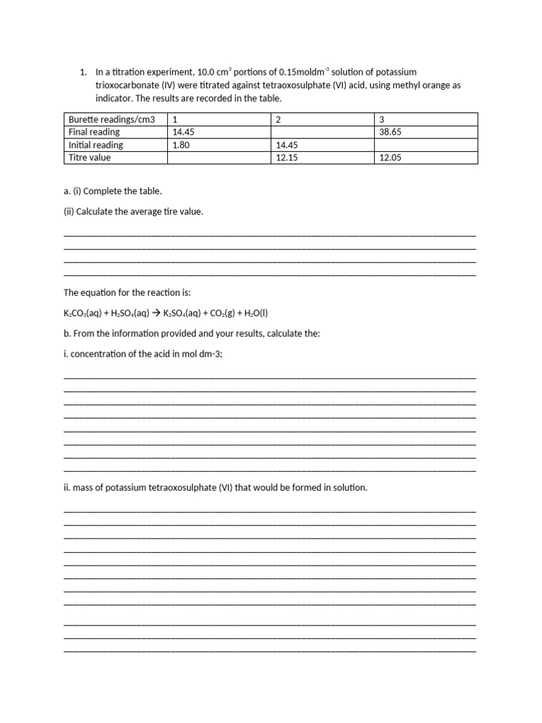 Mock Practical Exam | PDF | Titration | Chemistry