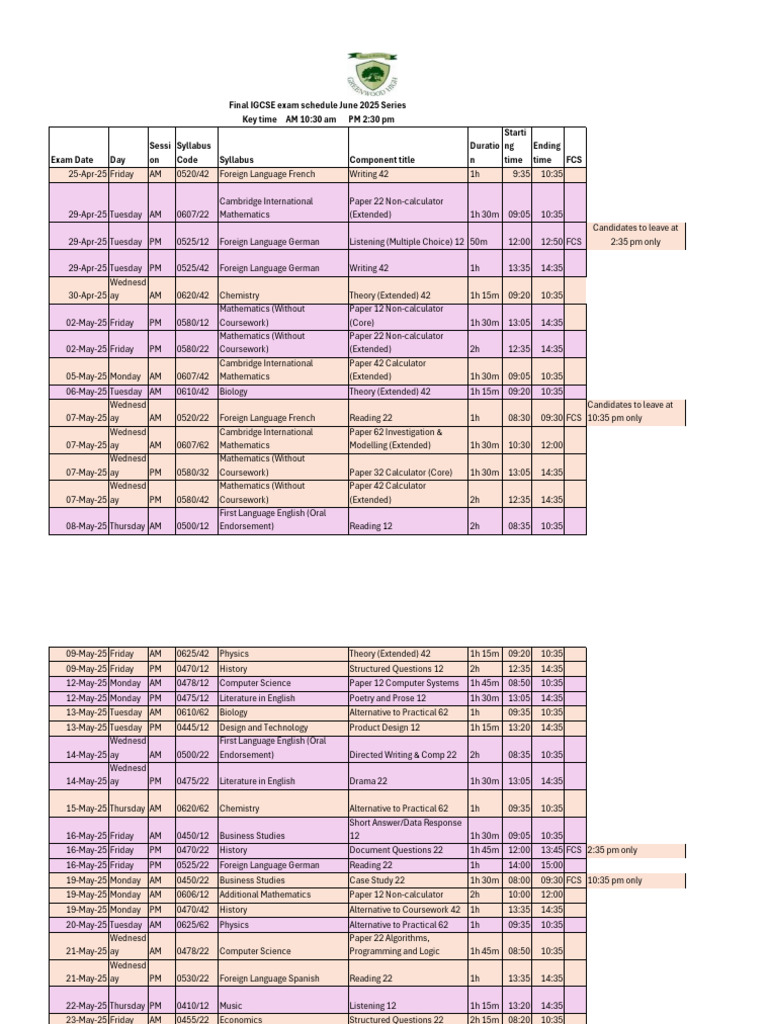 Final IGCSE Exam Schedule June 2025 Series | PDF | Computer Science