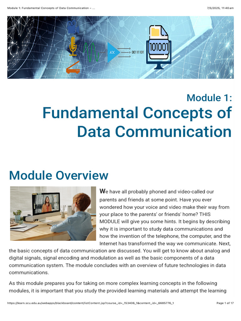 Module 1: Fundamental Concepts of Data Communication - ... | PDF | Modulation | Sampling (Signal ...