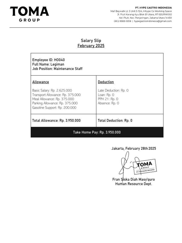 Payslip Legiman Feb - Apr 2025 | PDF