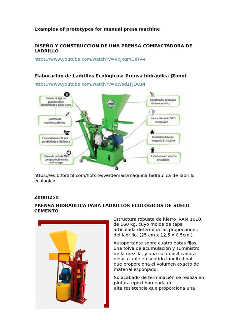 Examples of Prototypes For Manual Press Machine | PDF