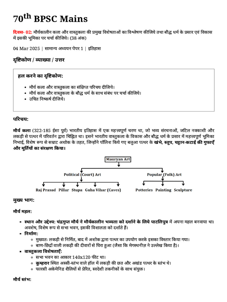 Hindi Pcs Parikshan Answer Writing Practice Papers 70th BPSC Mains 70 BPSC Mains Salient ...