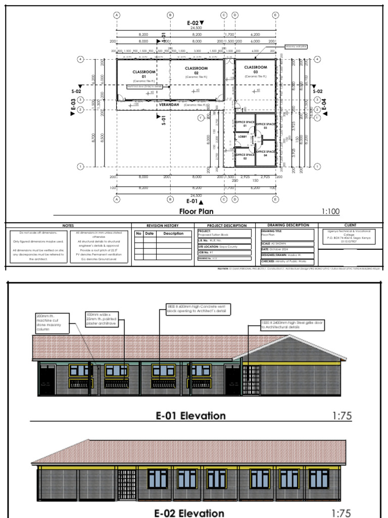 Proposed Tuition Block Architectural Plans | PDF | Structural ...