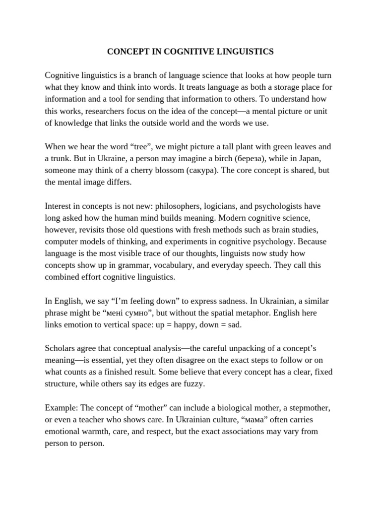Concept in Cognitive Linguistics | PDF | Concept | Cognition