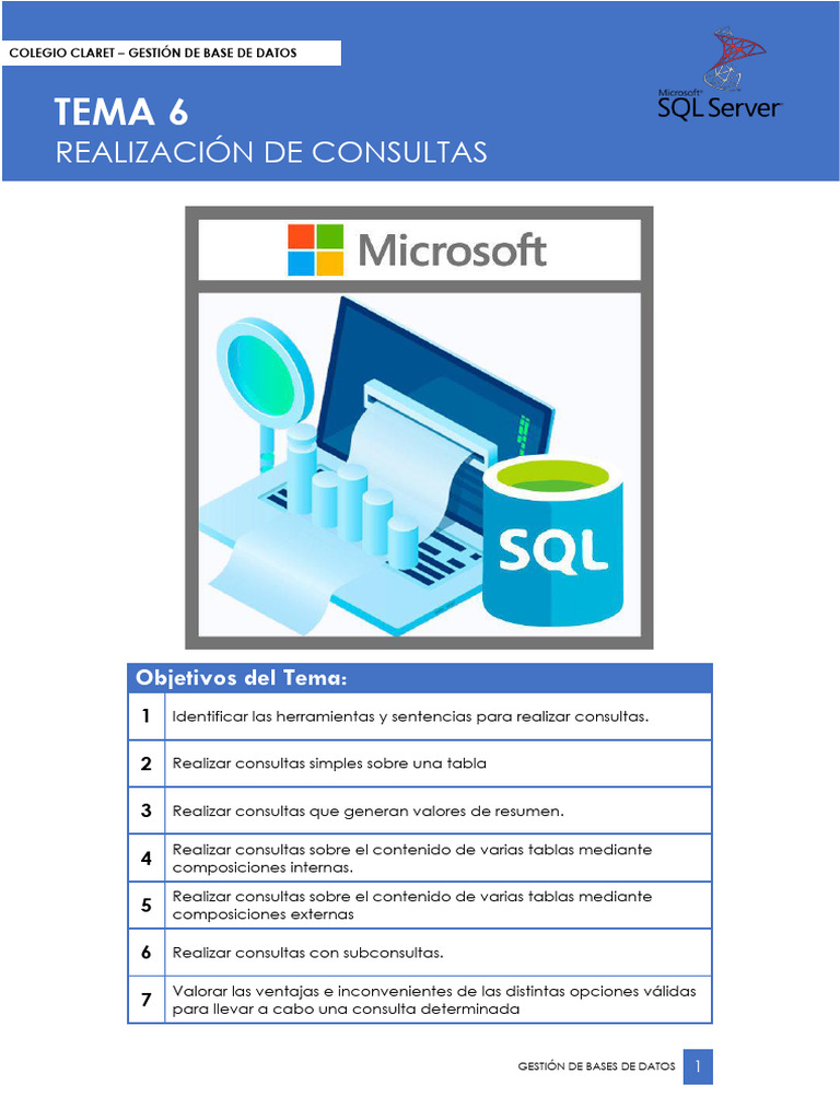 Tema 6 - Realización de Consultas | PDF | SQL | Bases de datos