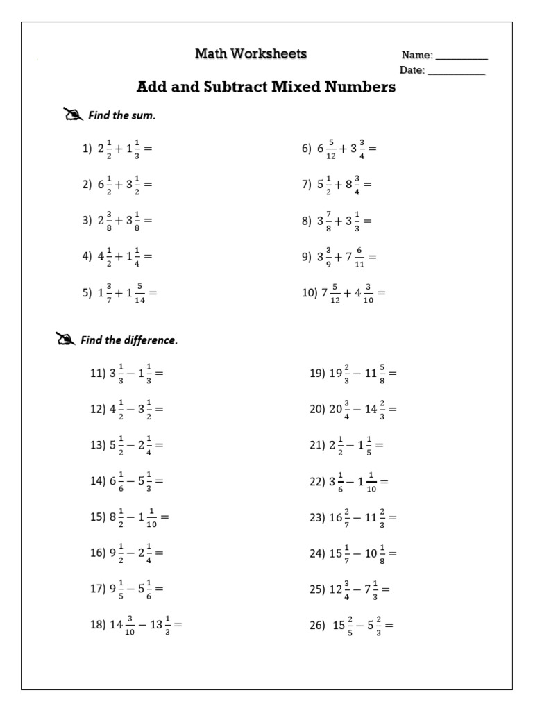 IN 5 STAAR Add-and-Subtract-Mixed-Numbers WS2 | PDF | Arithmetic ...
