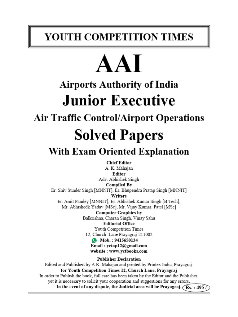 AAI Junior Executive Exam Solved Papers | PDF | Air Traffic Control ...