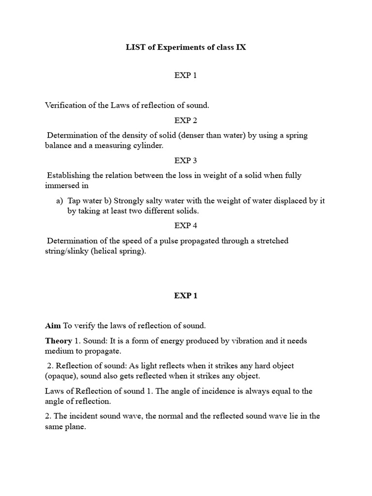 Practicals of Class Ix Physics | PDF | Buoyancy | Density