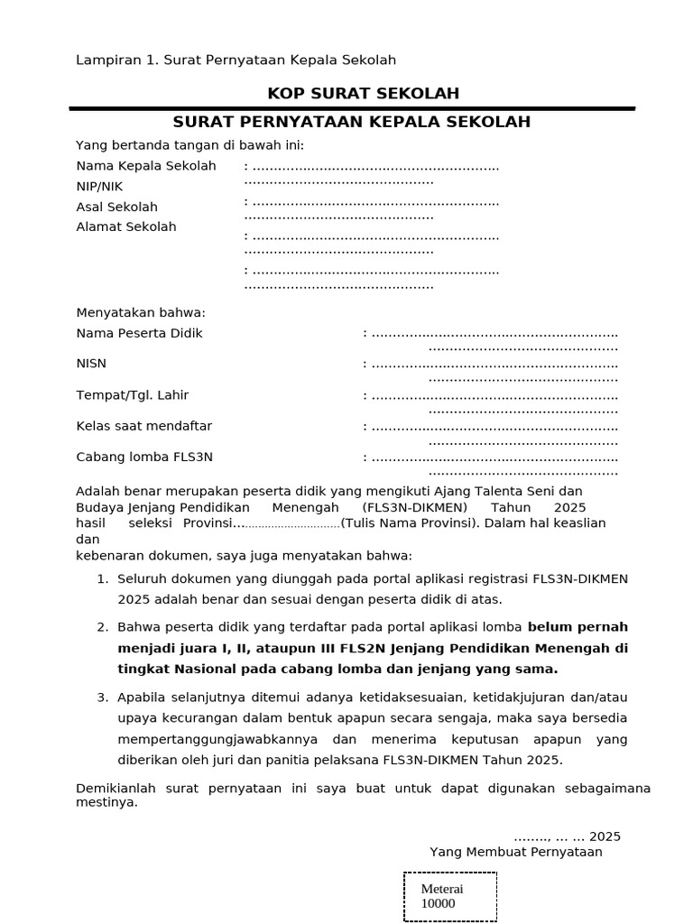 Berkas Pendamping Peserta | PDF