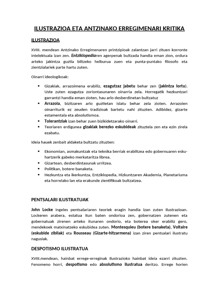 Ilustrazioa Eta Antzinako Erregimenari Kritika | PDF