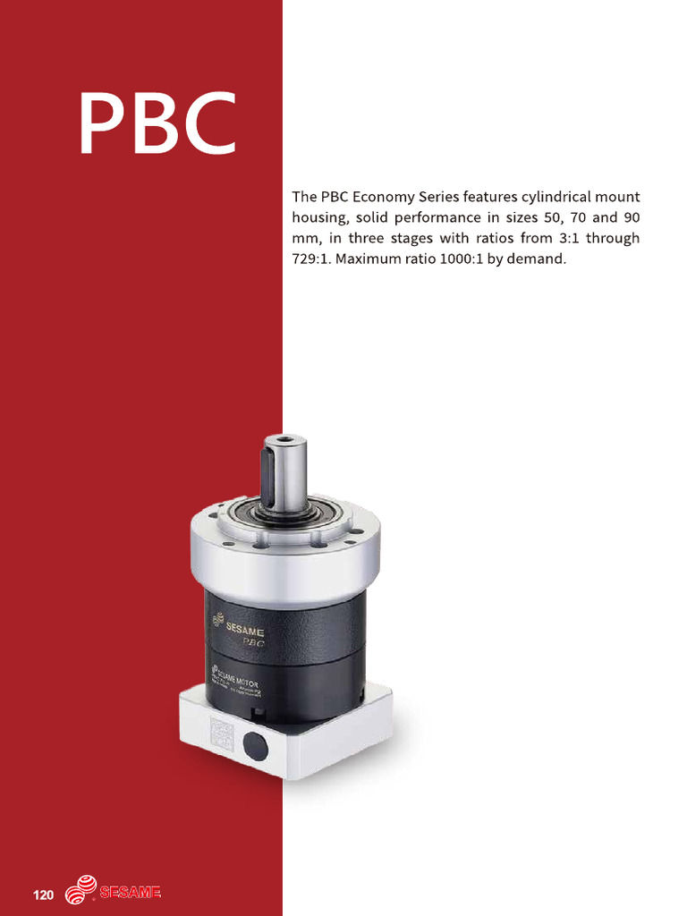 Sesame Planetary Gearboxes PBC Series | PDF
