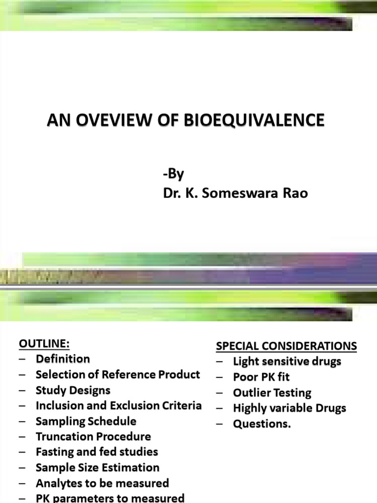 An Overview of Bioequivalence | PDF | Errors And Residuals | Pharmacokinetics