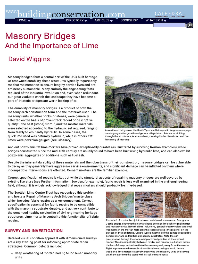 Masonry Bridges and The Importance of Lime | PDF | Lime (Material ...