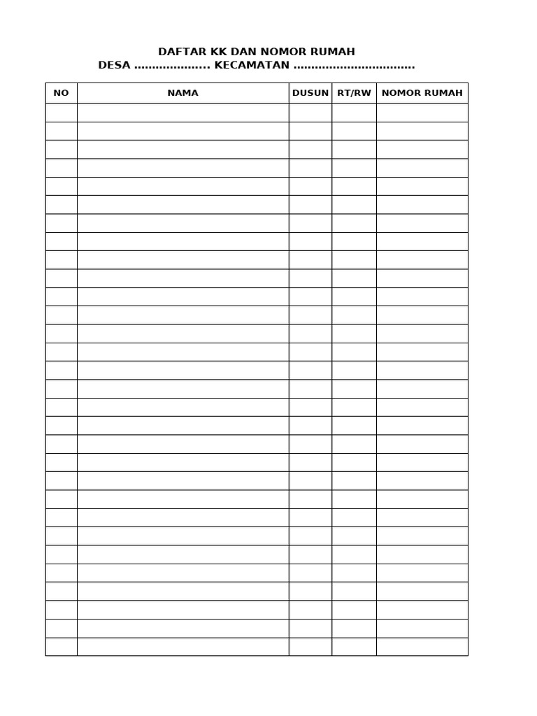 Form Nomor Rumah | PDF