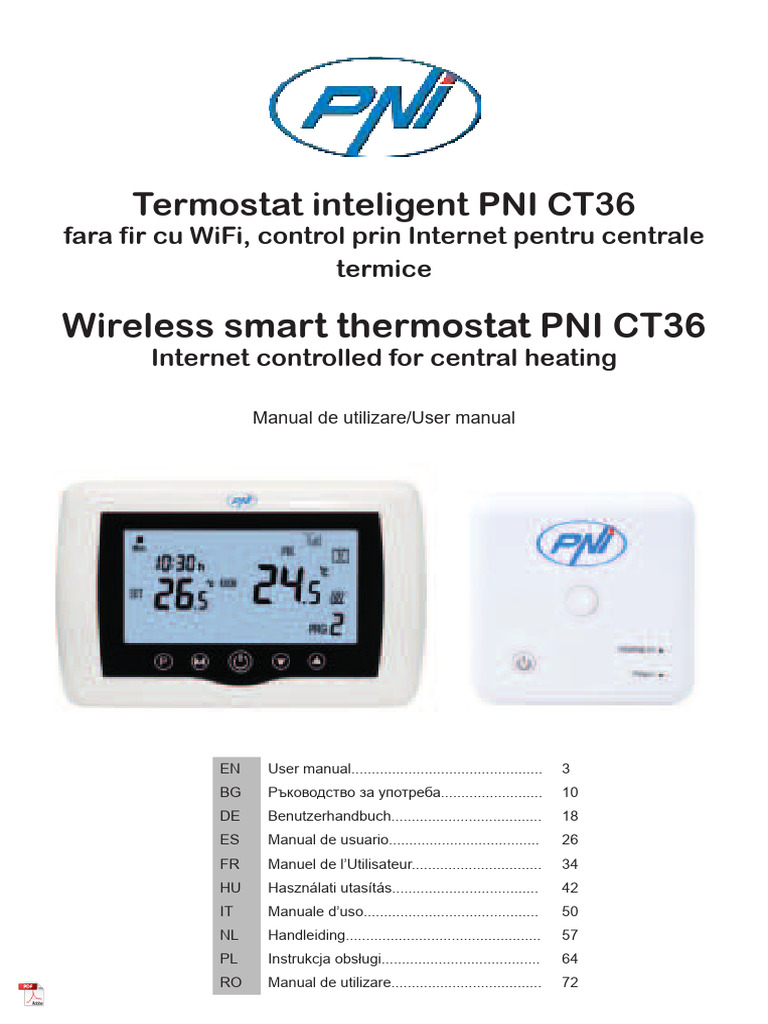 Thermostat PNI CT36 | PDF | Relay | Wi Fi