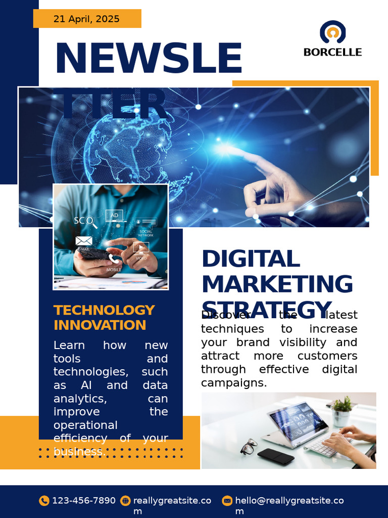 Blue and White Modern Business Newsletter | PDF