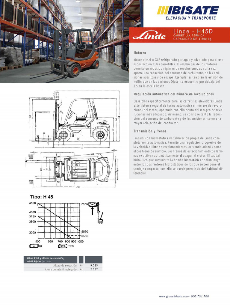 Ficha Tecnica Linde h45d Web | PDF
