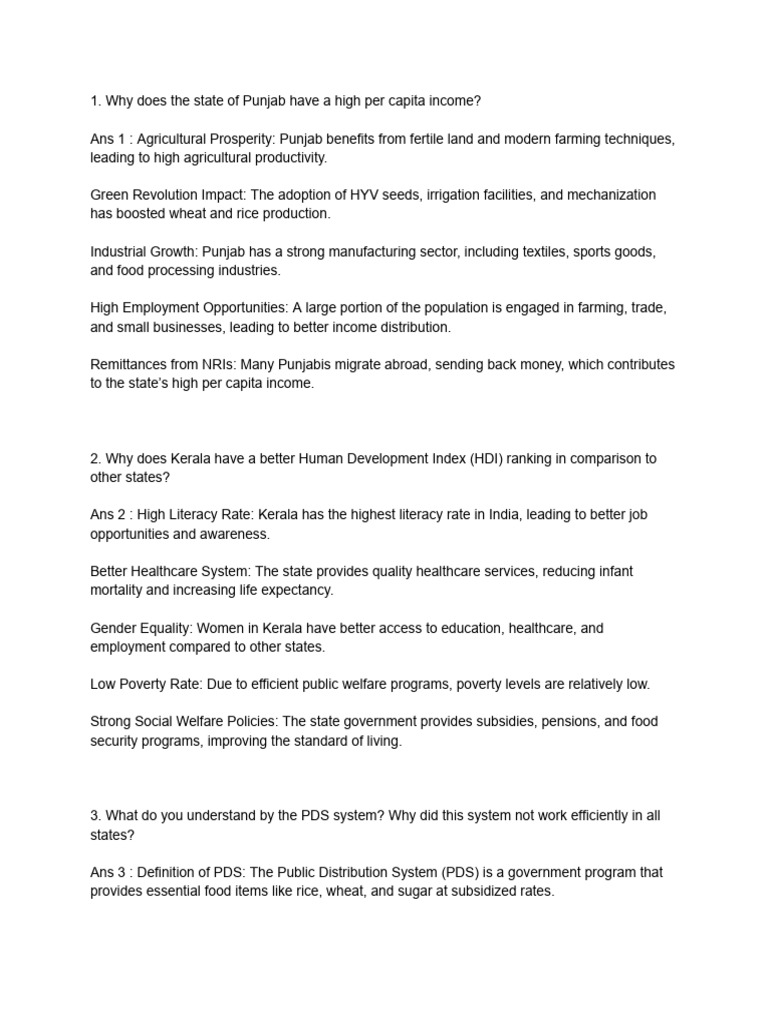 Key Points Eco Chapter 1long Question and Answers | PDF