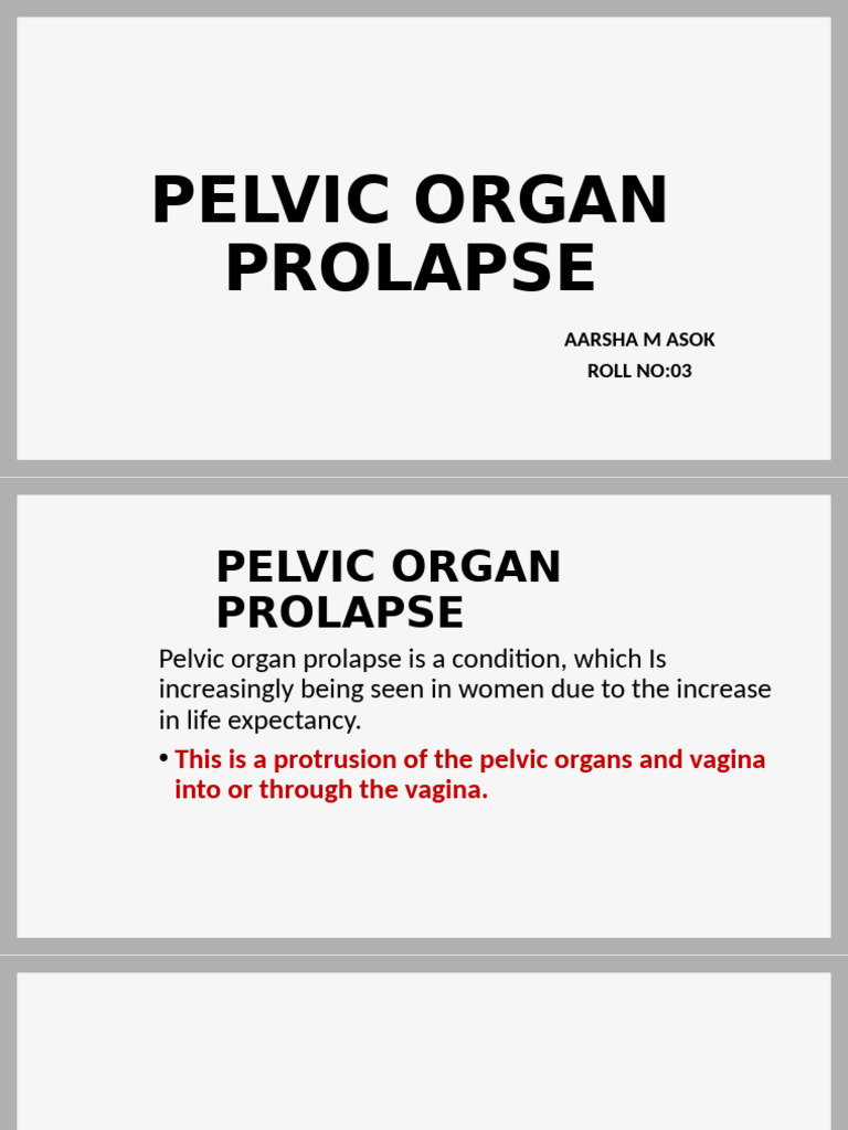 Pelvic Organ Prolapse Aarsha M Asok | PDF | Pelvis | Vagina