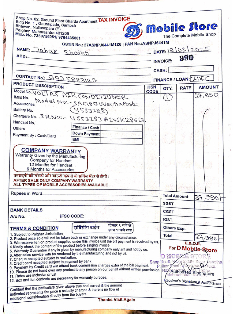 Johar Shaikh Invoice | PDF