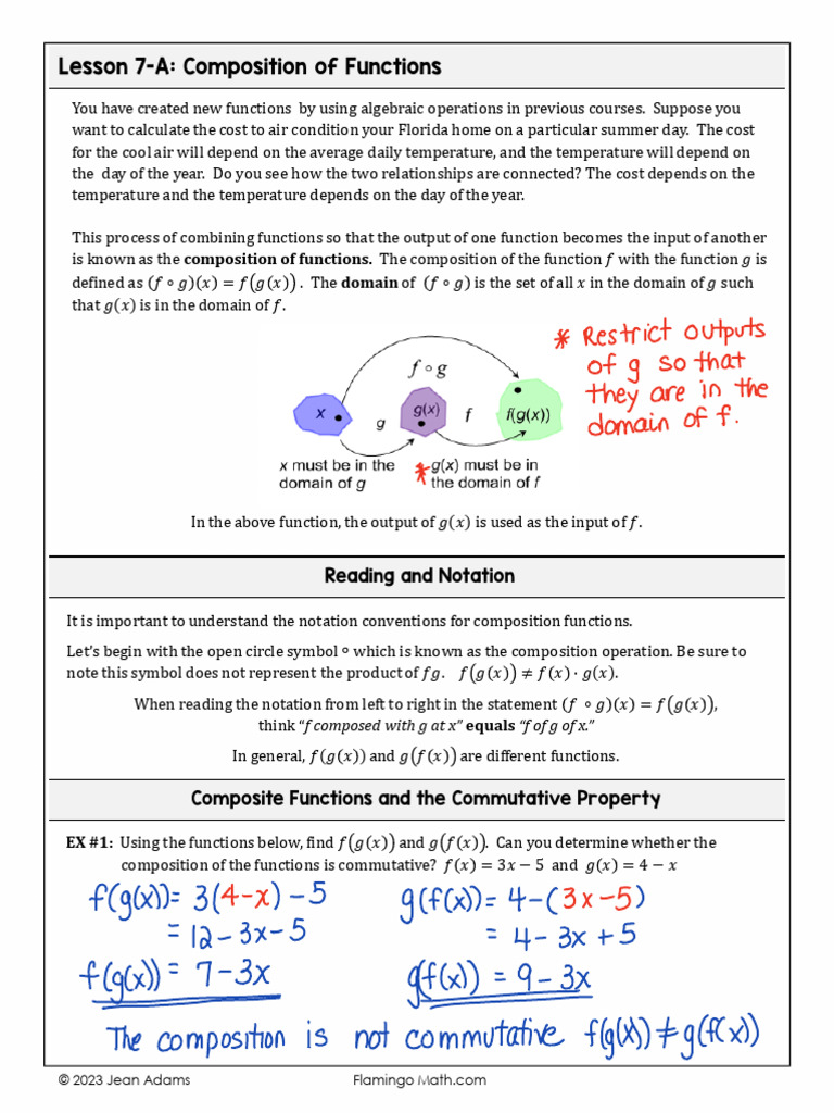 Notes 2.7-Composition of Functions Key | PDF | Function (Mathematics ...
