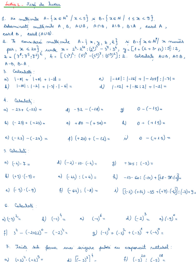 Lectia 1 - Fisa de Lucru | PDF
