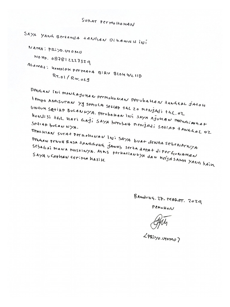 Priyo Utomo Permohoanan | PDF