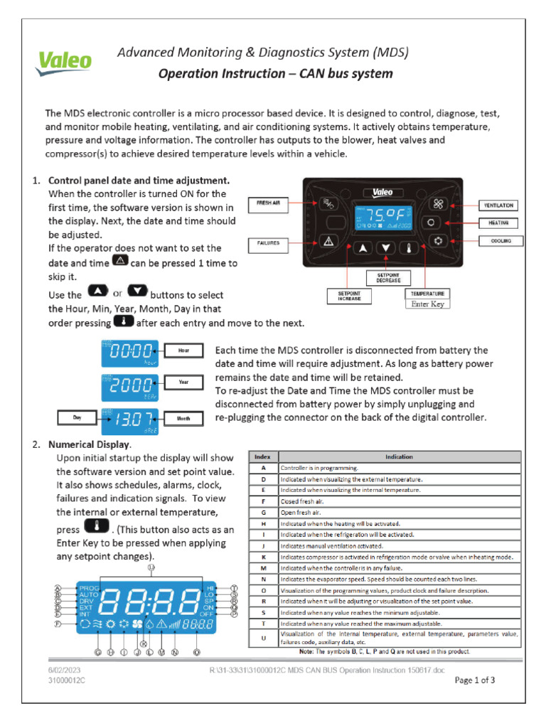 31000012C MDS CAN BUS Operation Instruction 06.02.2023 | PDF