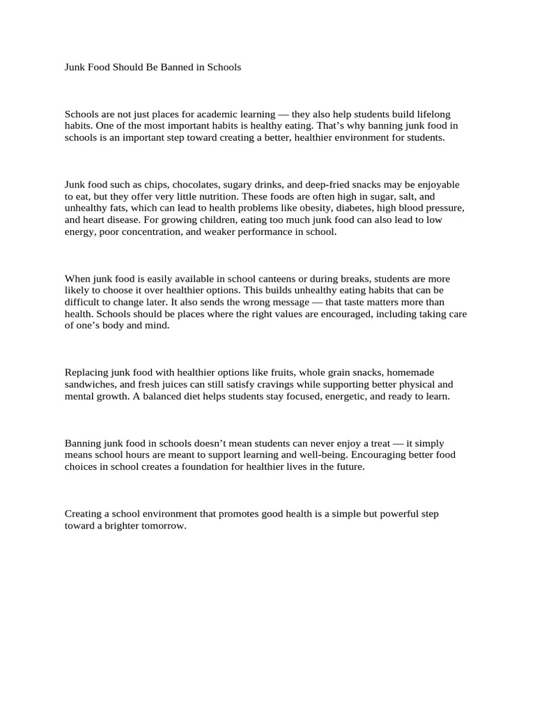 Junk Food-Sample Persuasive Essay | PDF