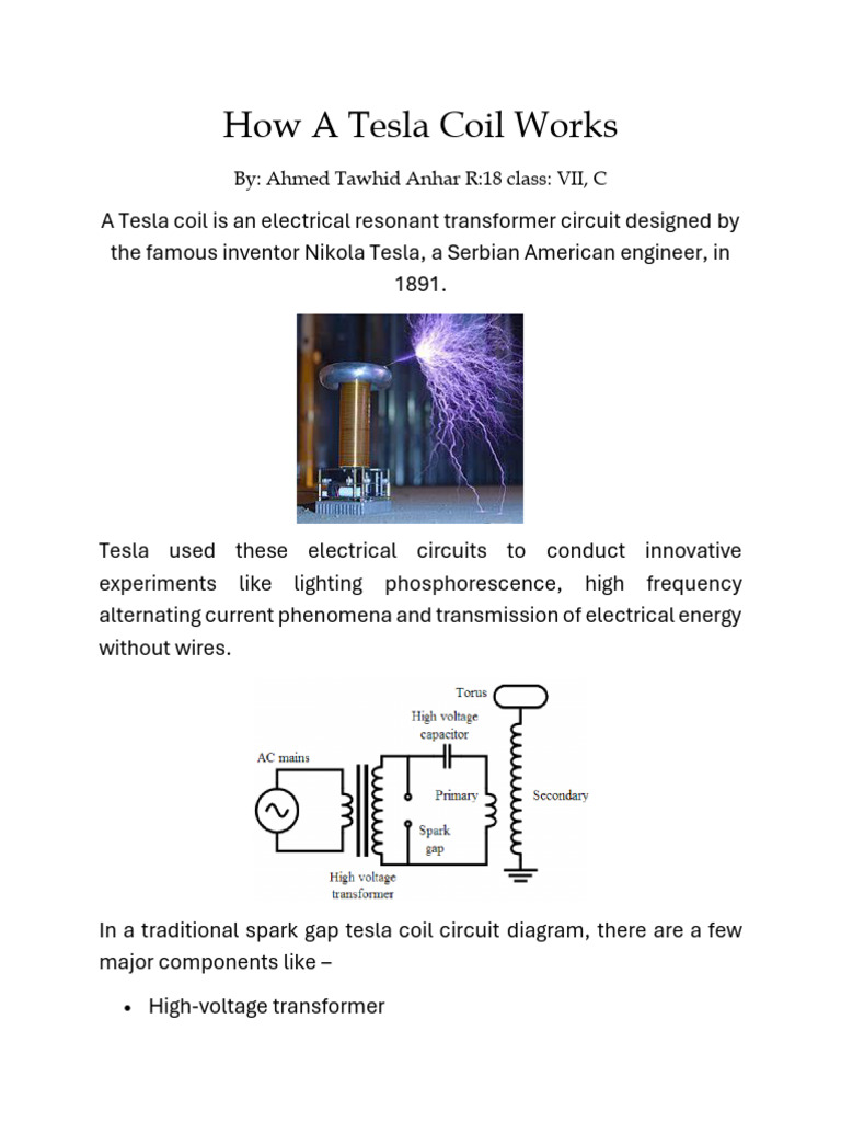 Tesla Coil | PDF | Inductor | Transformer