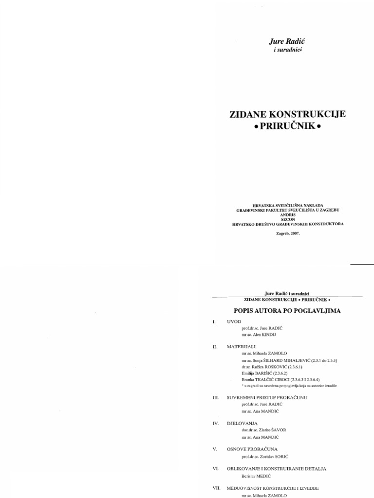 Zidane Konstrukcije, Priručnik, Jure Radić I Suradnici 2007 | PDF