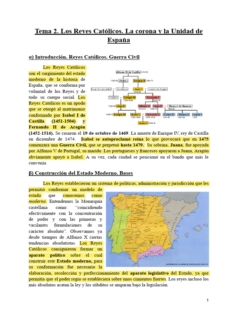 Tema 2 Los Reyes Católicos | PDF | Nobleza
