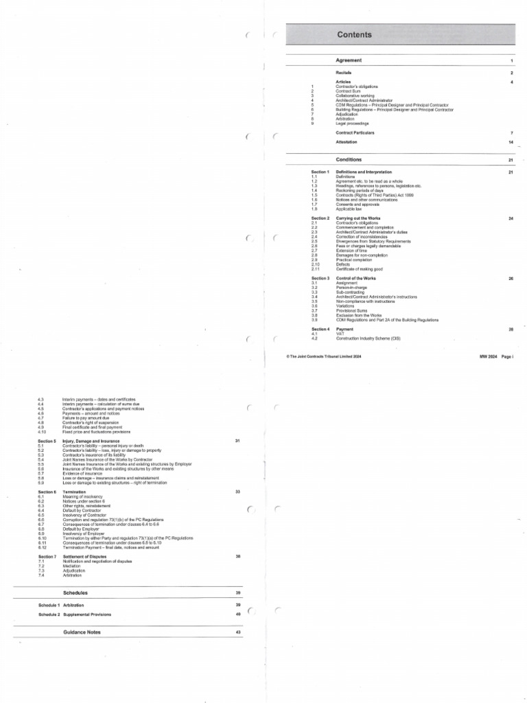 JCT Minor Works Building Contract 2024 | PDF