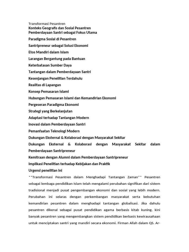 Transformasi Pesantren | PDF