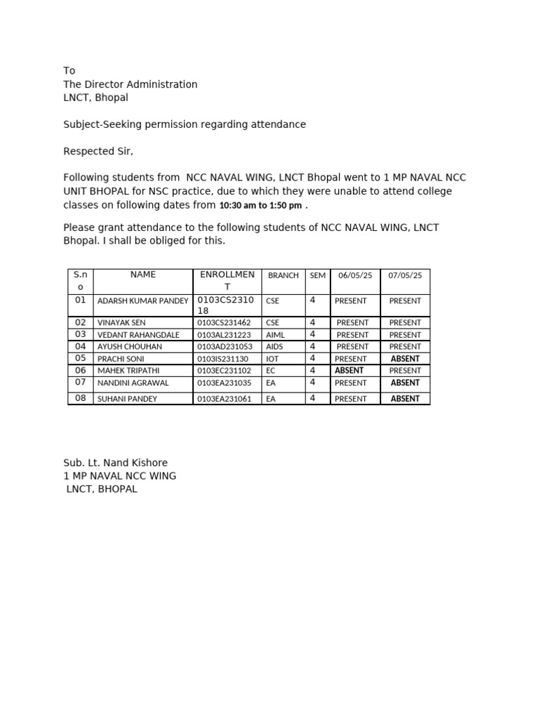 NSC Attendance | PDF
