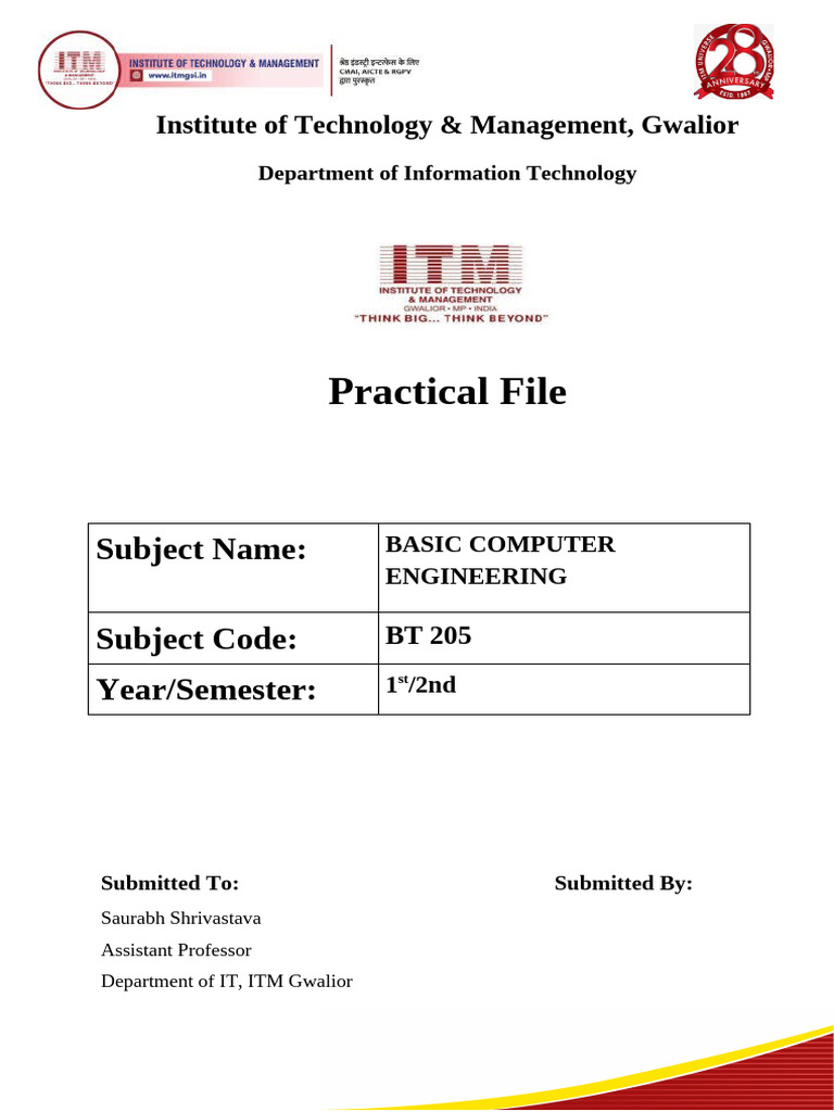 BT 205 BCE Practical File - July Dec 2024 | PDF | Dos | Computer File