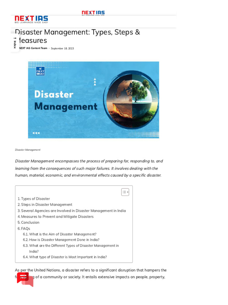 Types of Disaster Management Explained | PDF | Emergency Management ...
