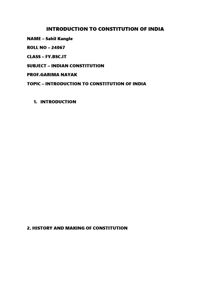 Introduction To Constitution of India | PDF | Constitution | Legal ...