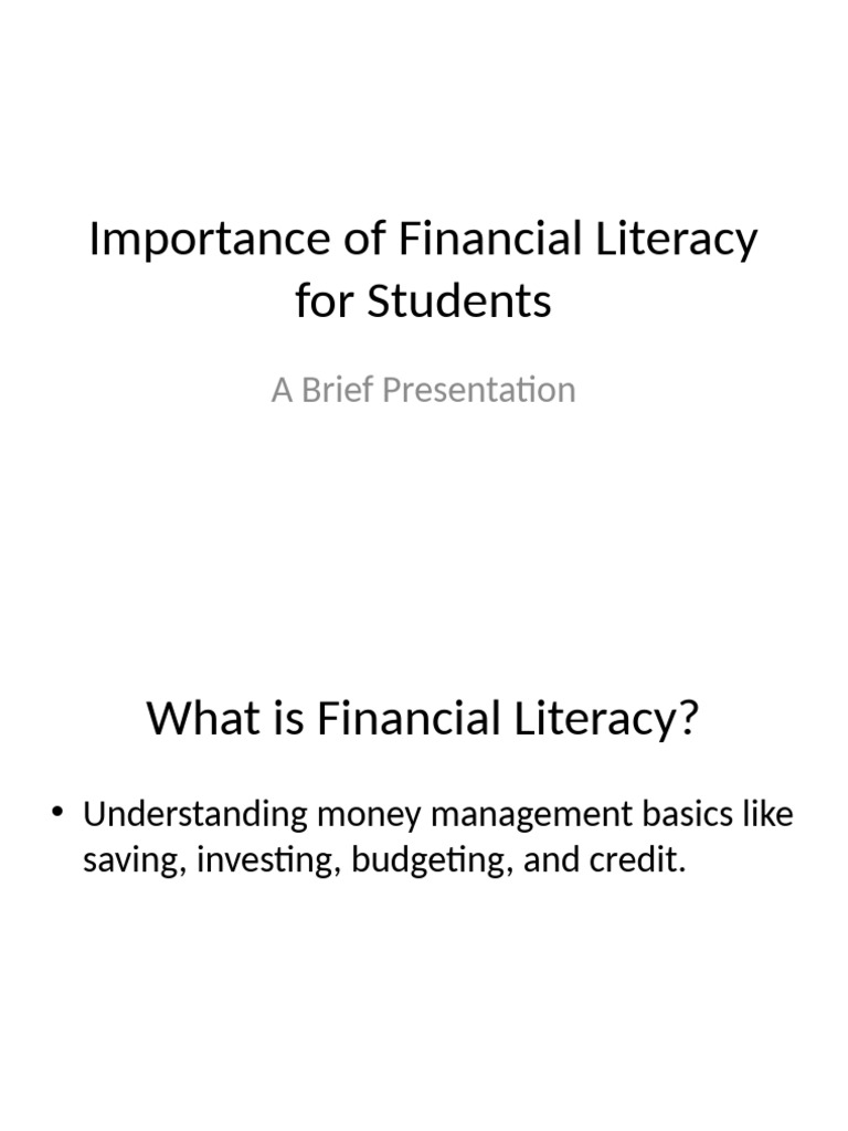 Financial Literacy Presentation | PDF