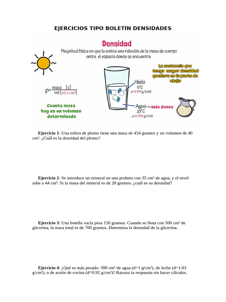 Ejercicios Tipo Boletín Densidades | PDF